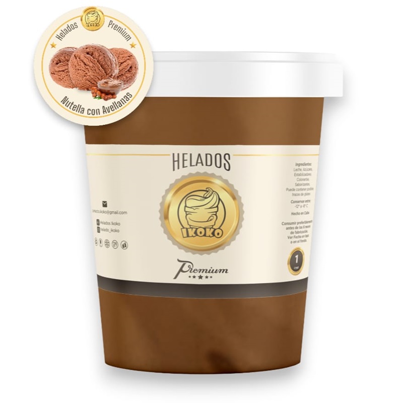 Pote de Helado Premium de Nutella con Avellanas - Hola America